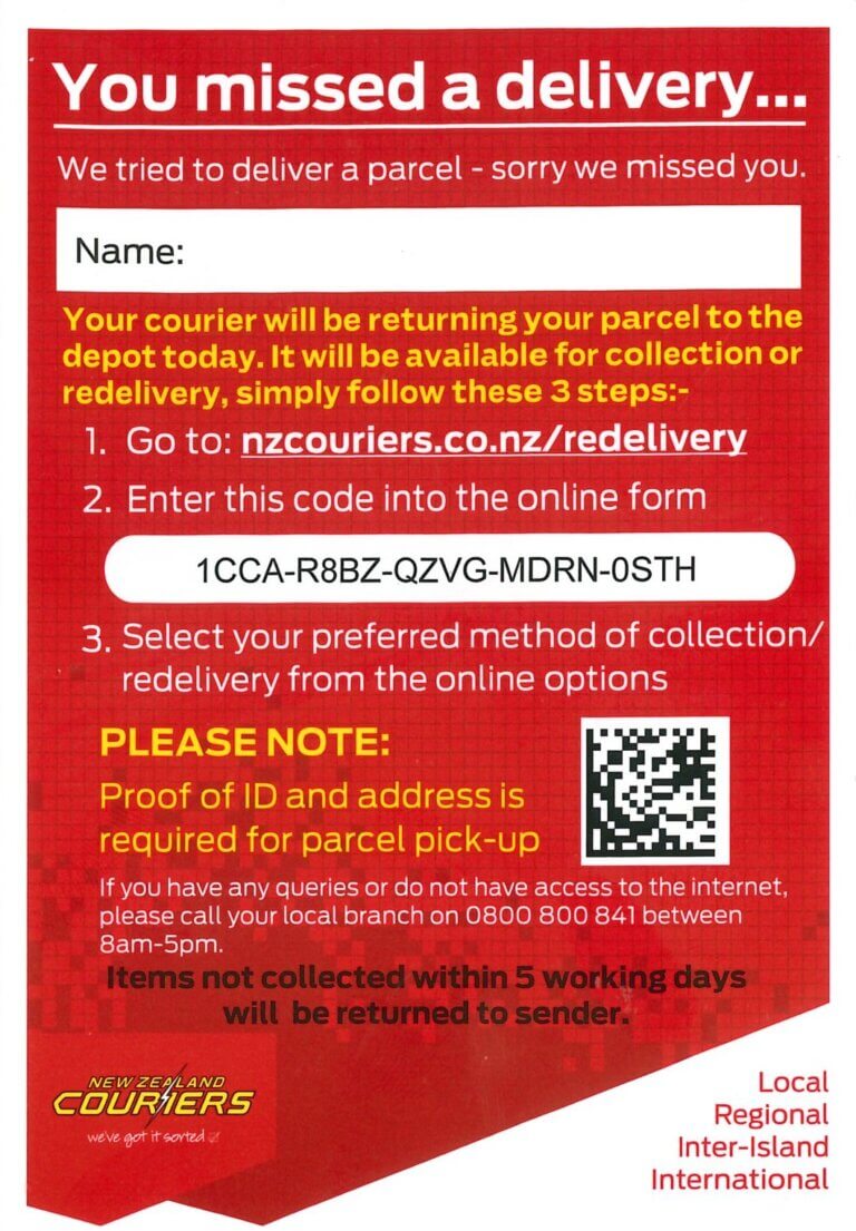 Organise a redelivery | New Zealand Couriers